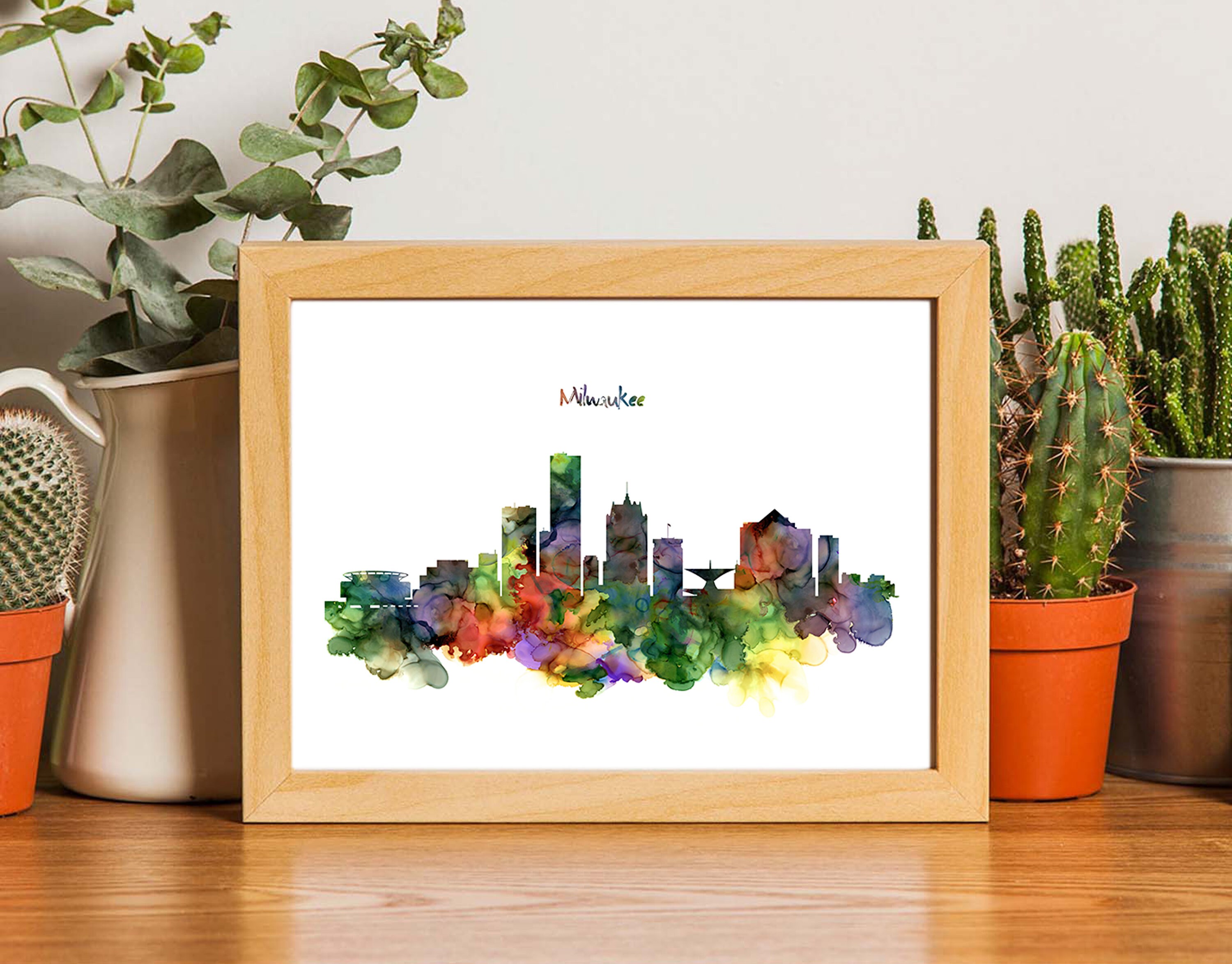 Printable Milwaukee Skyline Watercolor Painting City - Etsy