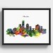 Printable Milwaukee Skyline, Watercolor Painting, City Silhouette ...