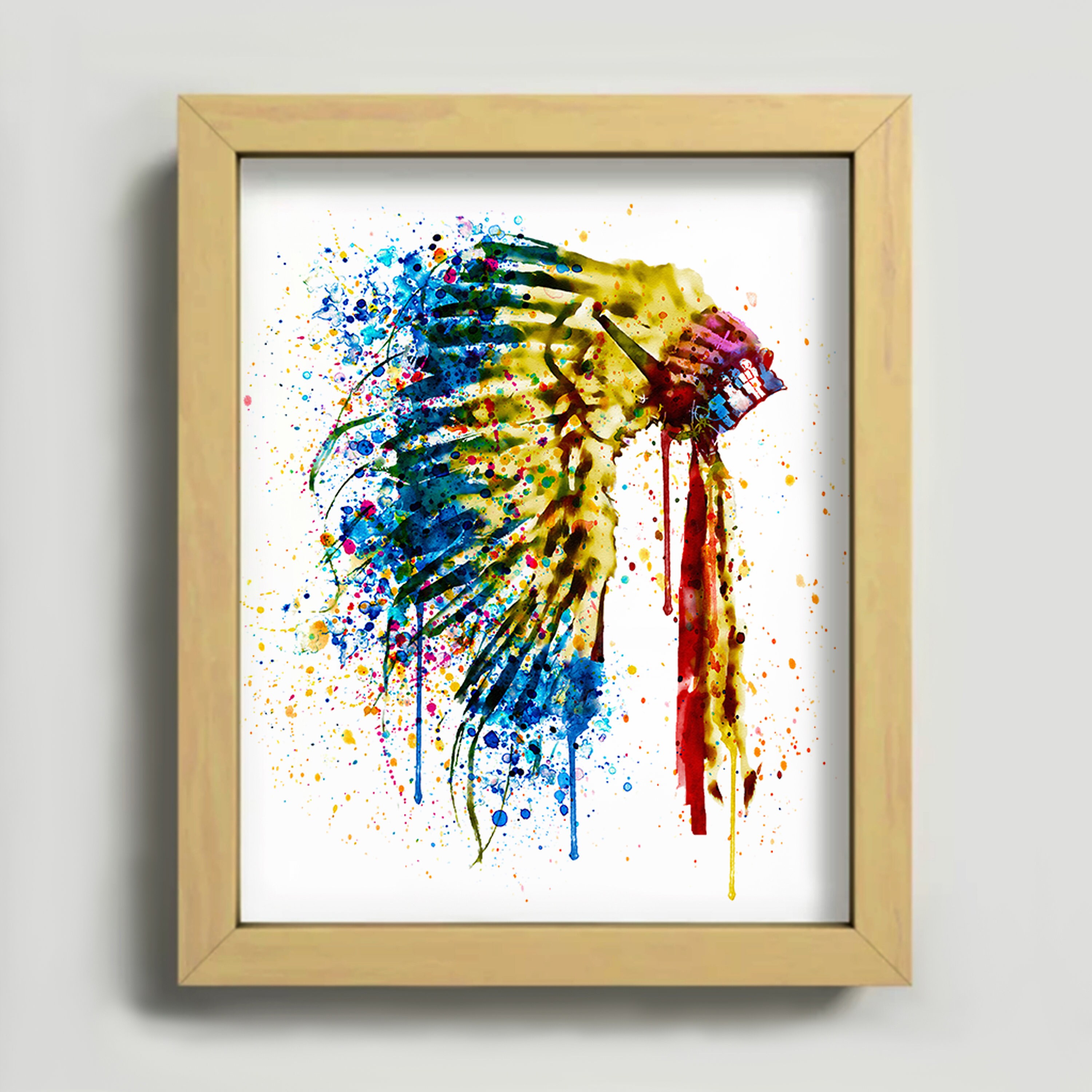 Indian Feather Headdress Painting