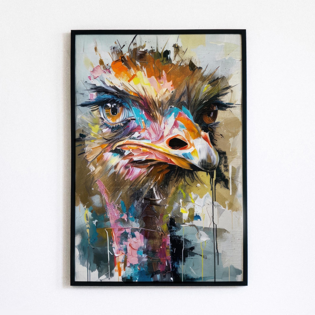 Colorful Abstract Ostrich Oil Painting Digital Download Modern Wall Art ...
