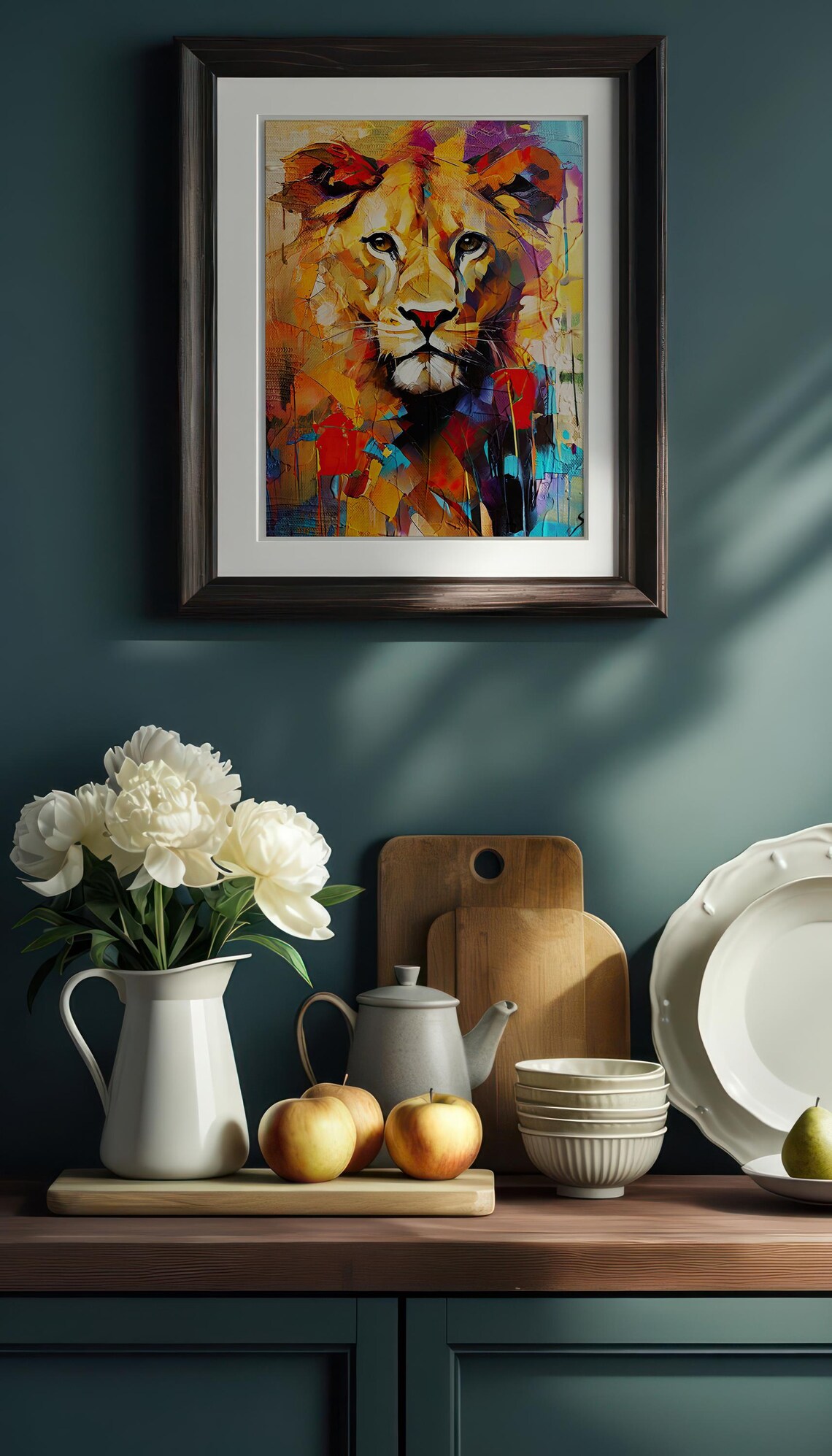 Colorful Lioness Portrait: Abstract Geometric Wildlife Art (instant ...