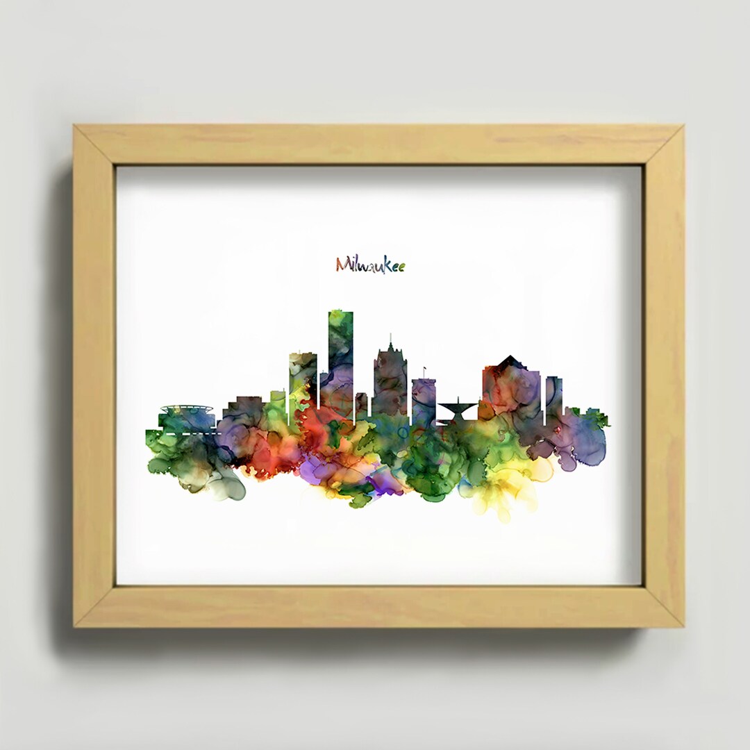 Printable Milwaukee Skyline Watercolor Painting City - Etsy
