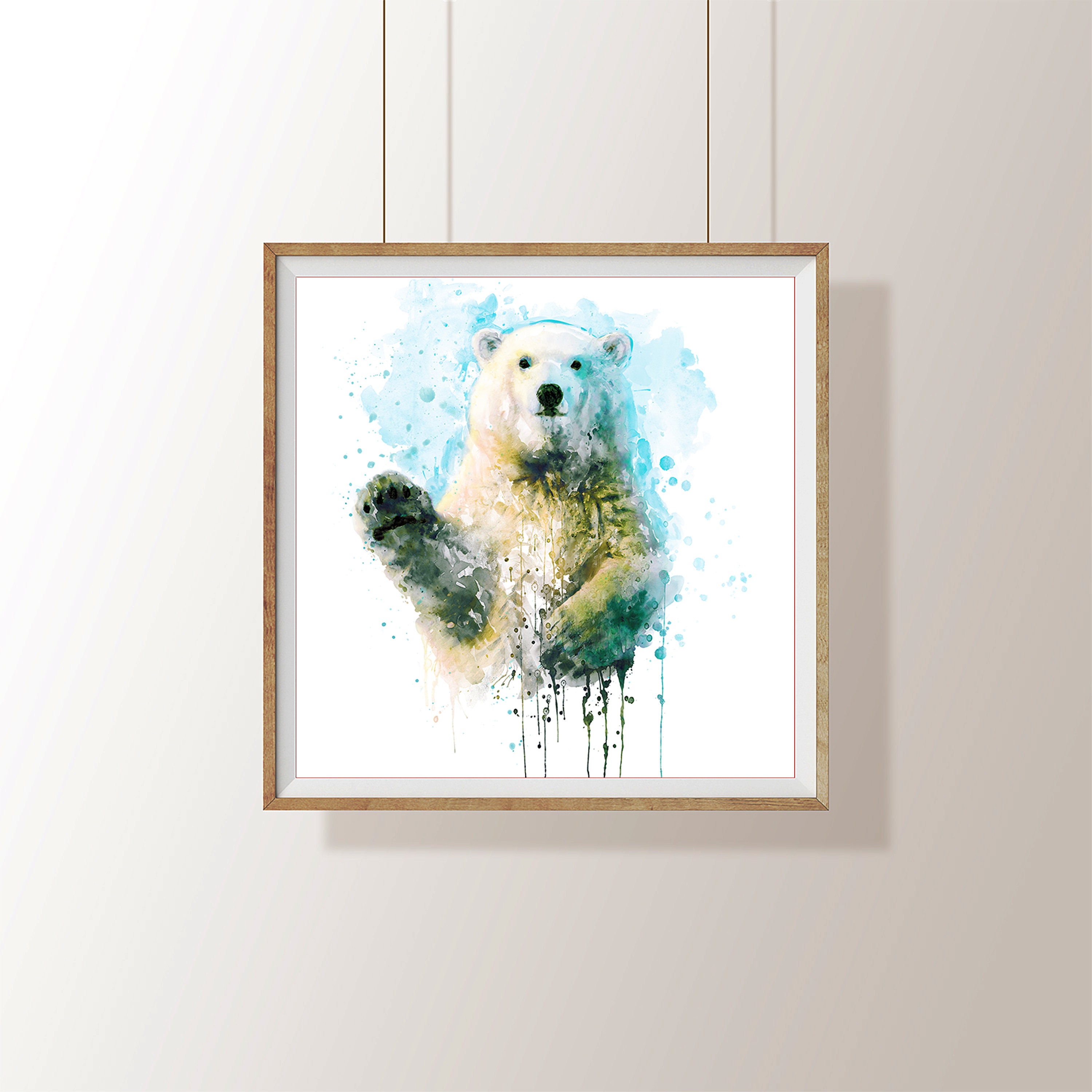 Printable Polar Bear Waving Goodbye Watercolor Painting Cute - Etsy