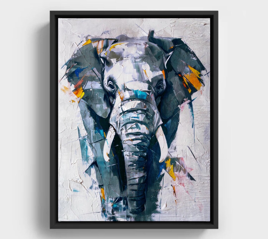 Abstract Elephant Wall Art, Modern Wildlife Printable Art, Bold ...