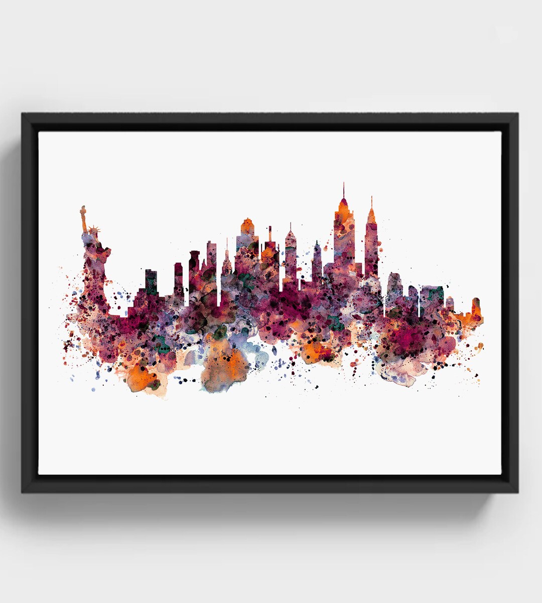 Abstract NYC Skyline Watercolor Print, Urban Wall Art (instant Download ...