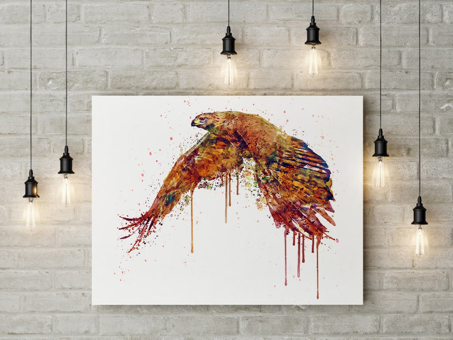 Flying Red Tailed Hawk Watercolor Painting Chickenhawk Wall - Etsy