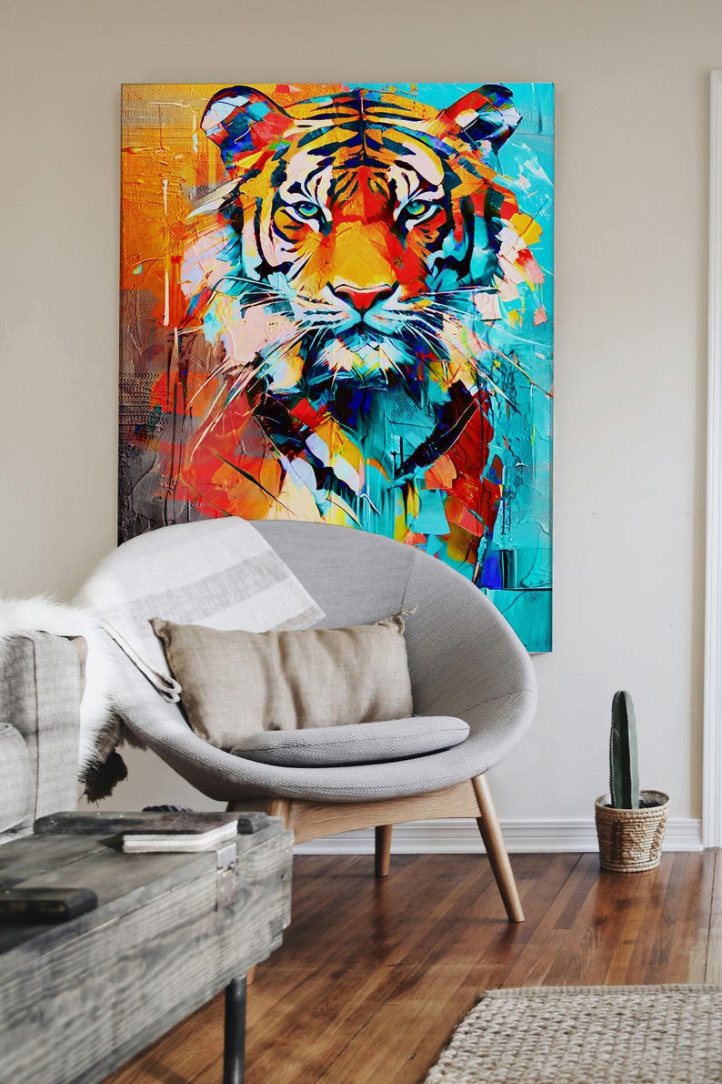 Colorful Tiger Digital Art Geometric Shapes & Abstract Patterns Vibrant ...