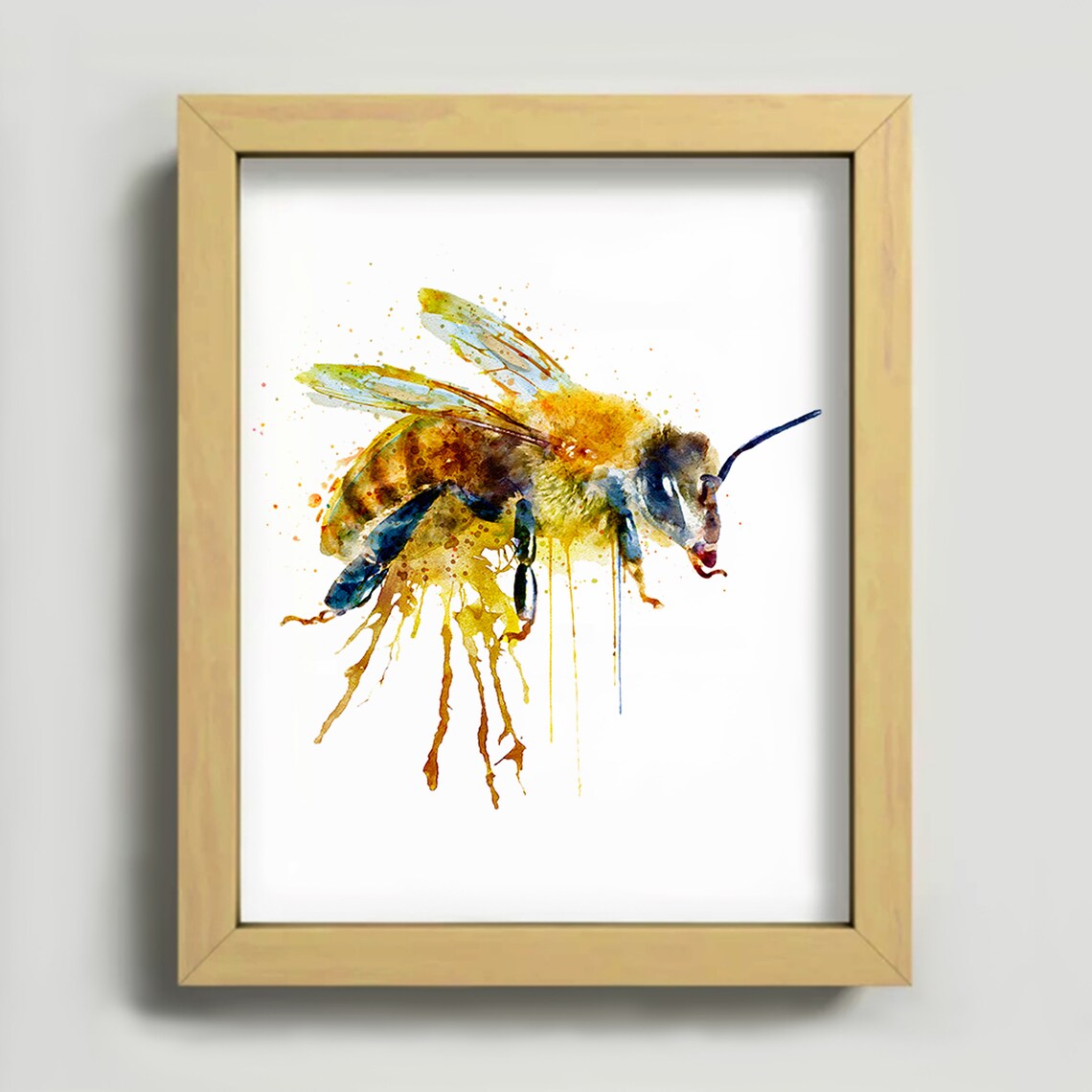 Honey Bee Watercolor Painting Printable Insect Wall Art - Etsy