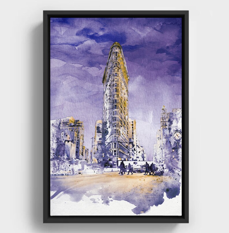 New York Flatiron Building Watercolor Cityscape Painting New York Decor ...