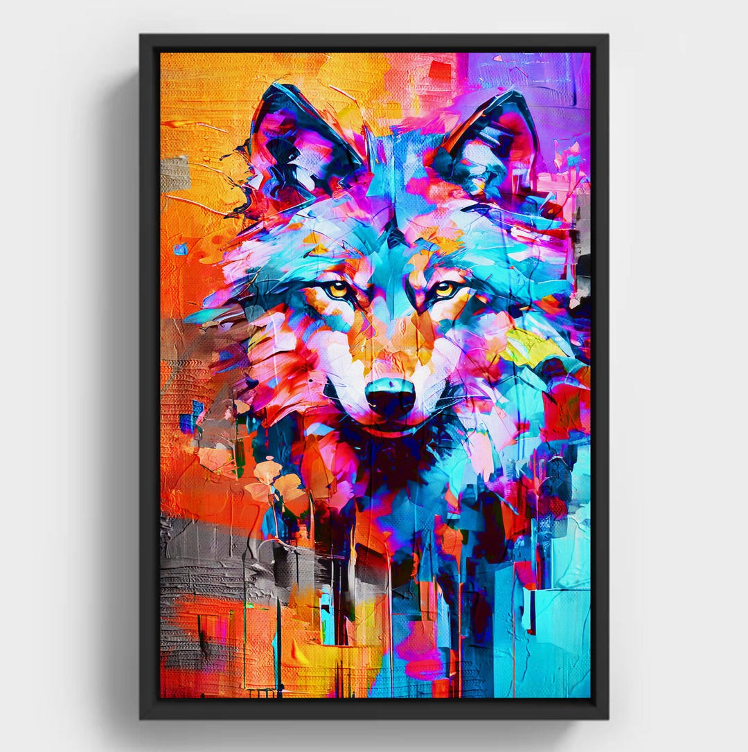 Vibrant Digital Wolf Portrait Abstract Geometric Wolf Art Textured ...