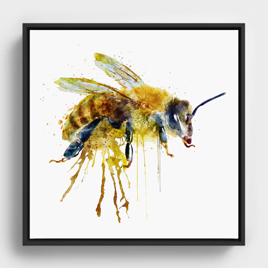 Honey Bee Watercolor Painting Printable Insect Wall Art Honeybee ...