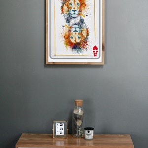 Ace of Hearts Lion Watercolor Art: Gambler Gift (digital Download) - Etsy