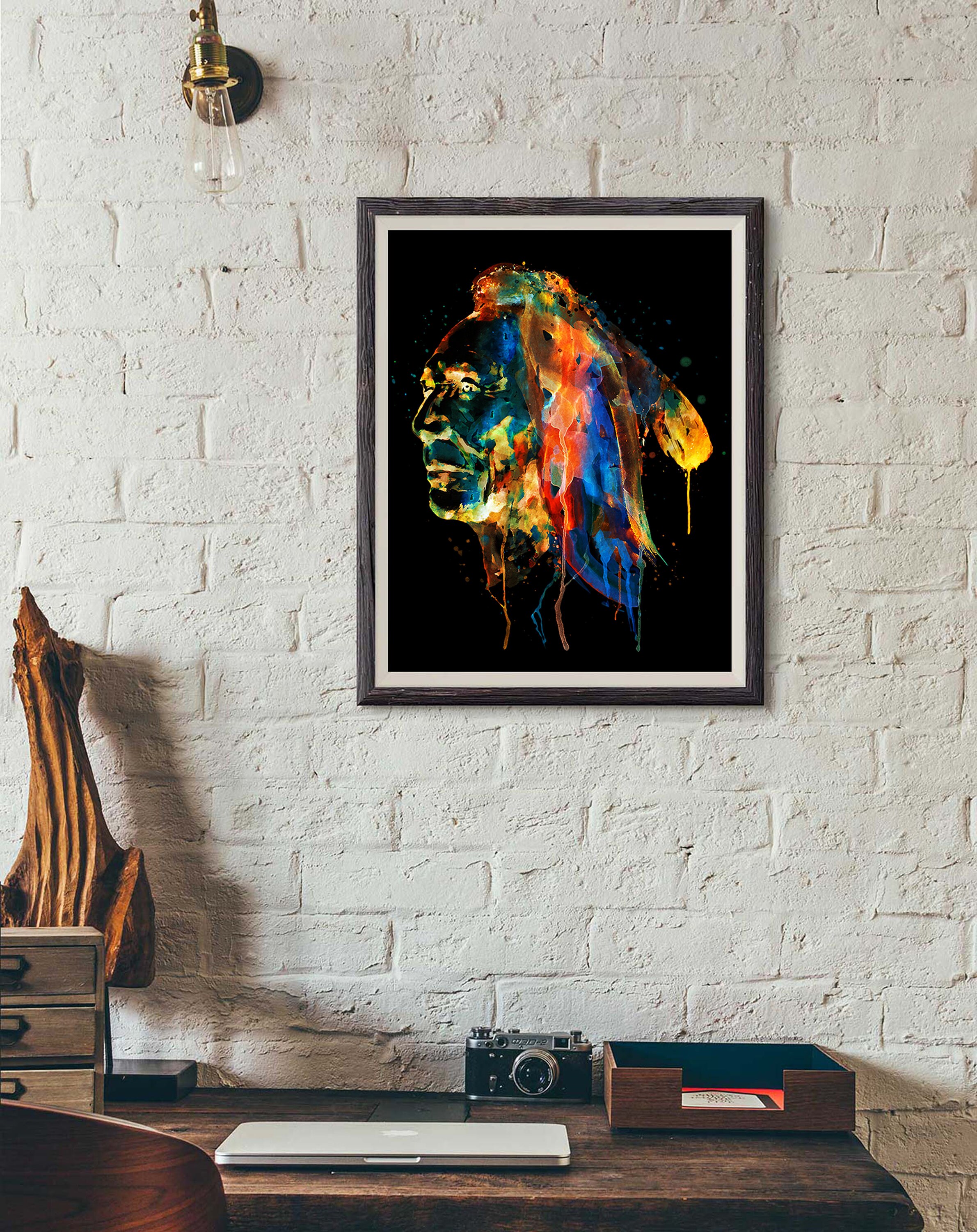 Sioux Warrior Reversed Colors Printable Watercolor Indian - Etsy UK