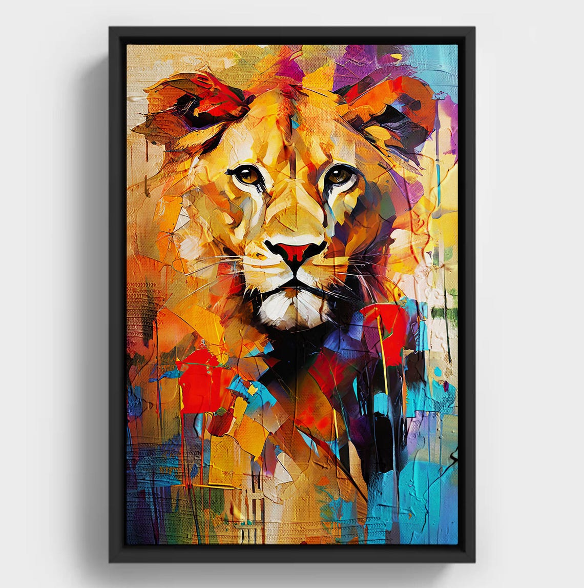 Colorful Lioness Portrait: Abstract Geometric Wildlife Art (instant ...