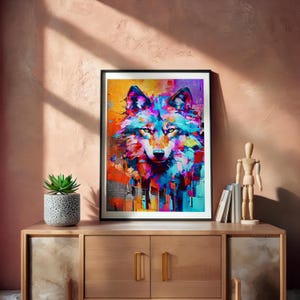 Vibrant Digital Wolf Portrait Abstract Geometric Wolf Art Textured ...