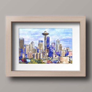 Seattle Watercolor Panorama Watercolor Painting Seattle - Etsy