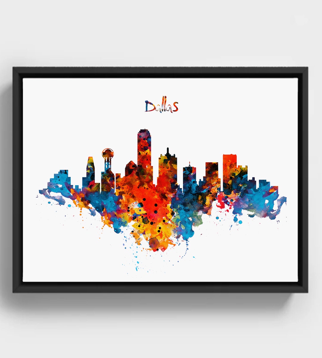 Colorful Dallas Skyline Watercolor: Abstract Texas Cityscape (instant ...