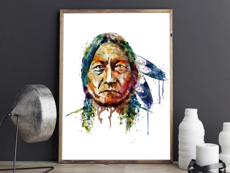 Printable Watercolor Portrait of Sitting Bull Instant - Etsy