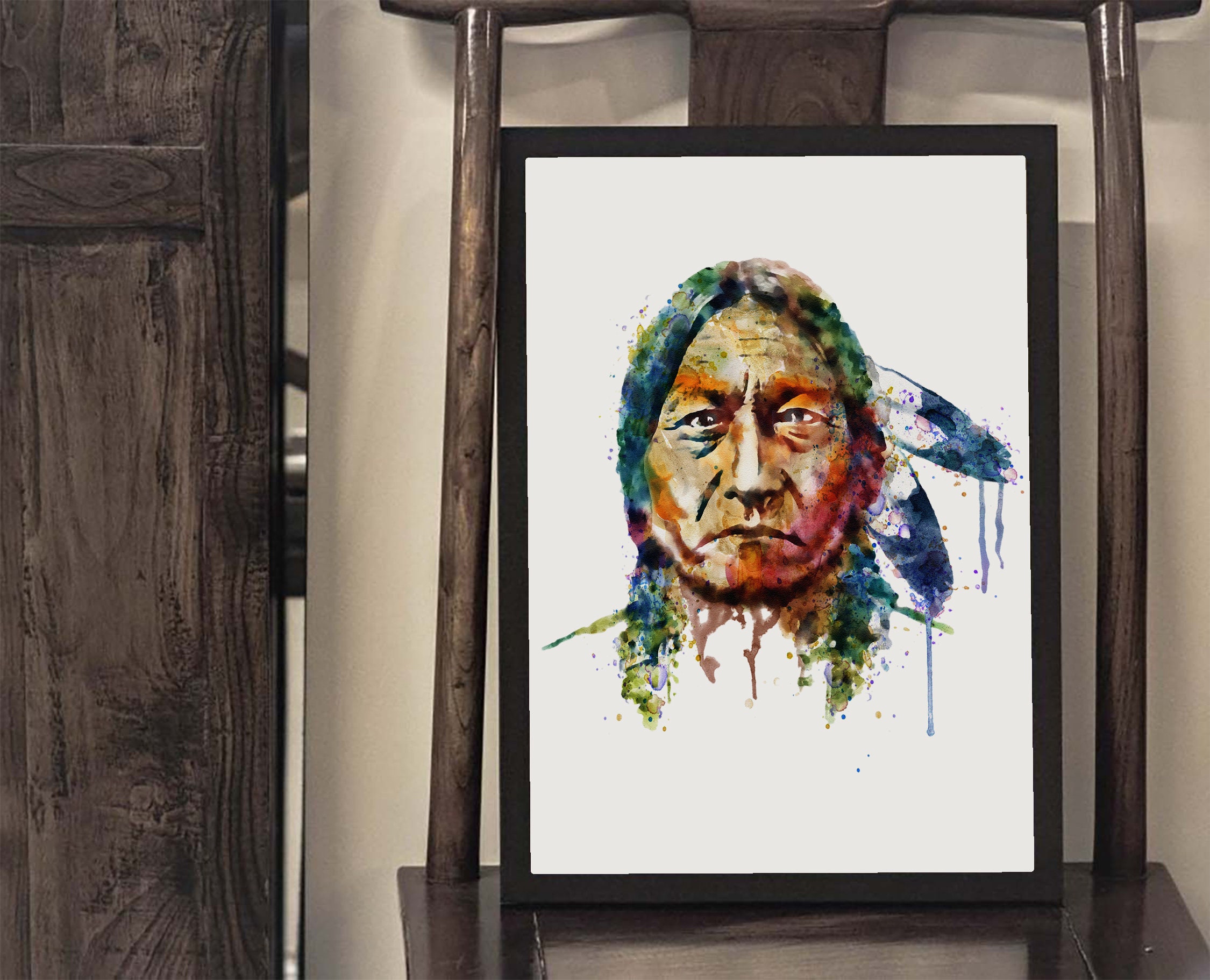Printable Watercolor Portrait of Sitting Bull Instant - Etsy