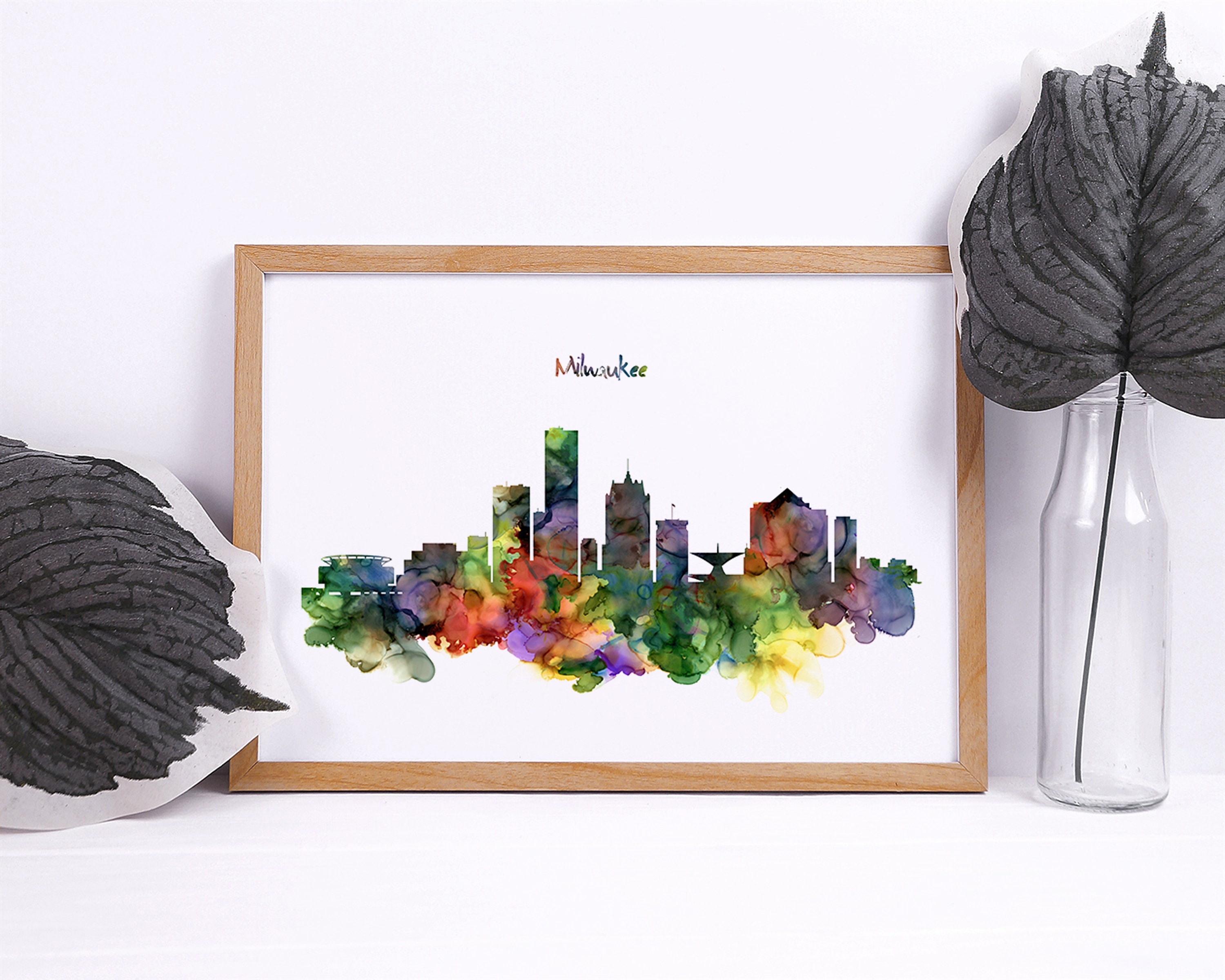 Printable Milwaukee Skyline Watercolor Painting City - Etsy