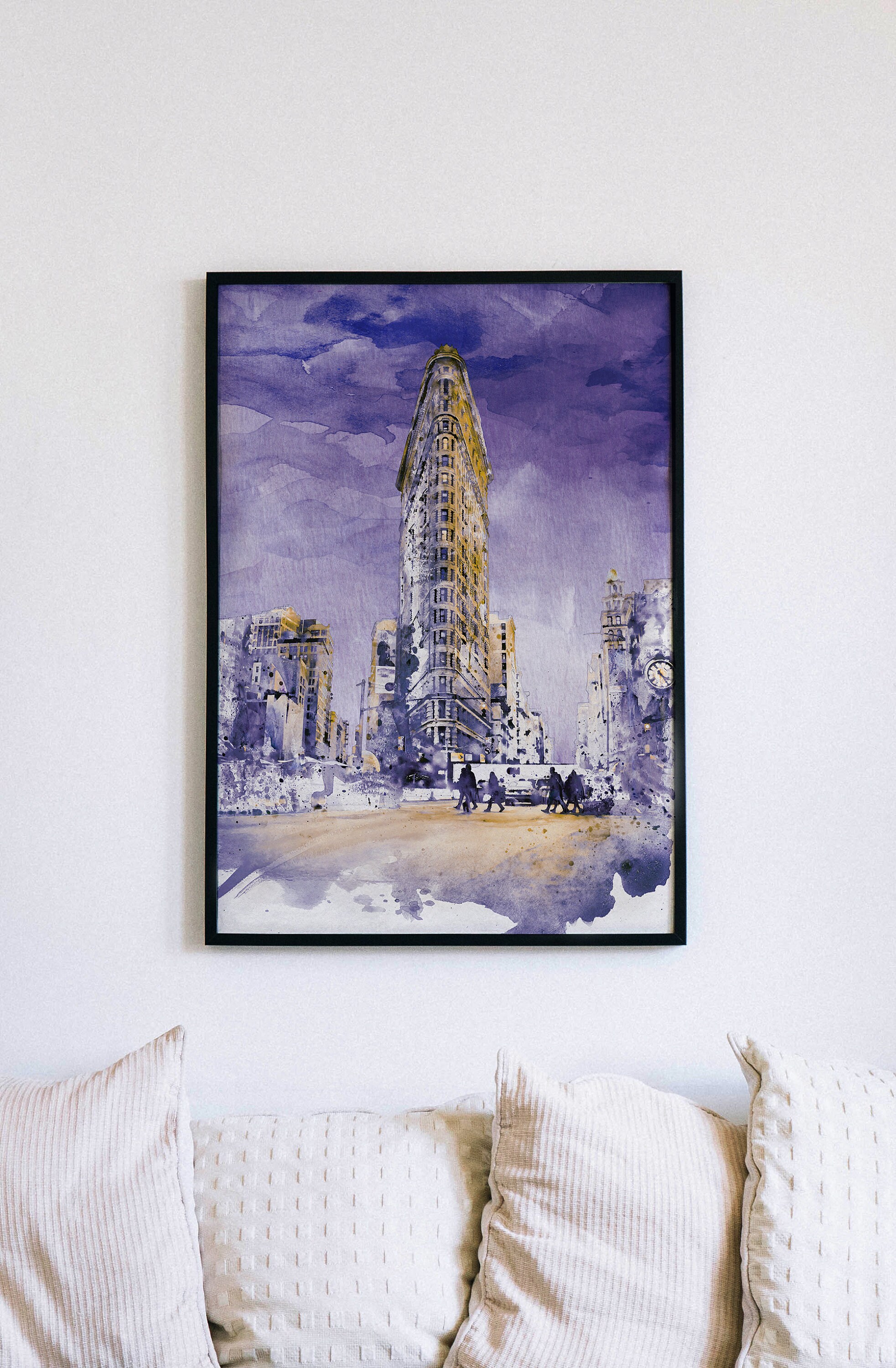 New York Flatiron Building Watercolor Cityscape Painting New York Decor ...