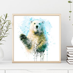 Printable Polar Bear Waving Goodbye Watercolor Painting Cute - Etsy