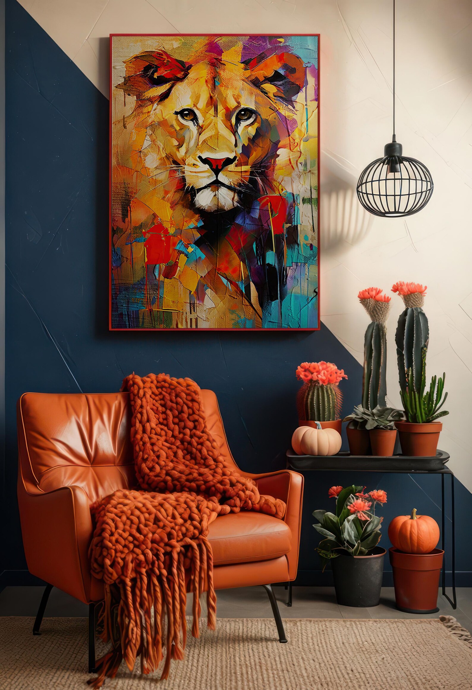 Colorful Lioness Portrait: Abstract Geometric Wildlife Art (instant ...