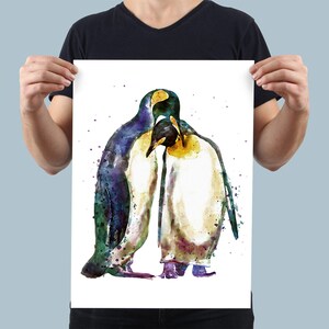 Emperor Penguin Love Couple Watercolor Painting Youre My Penguin ...