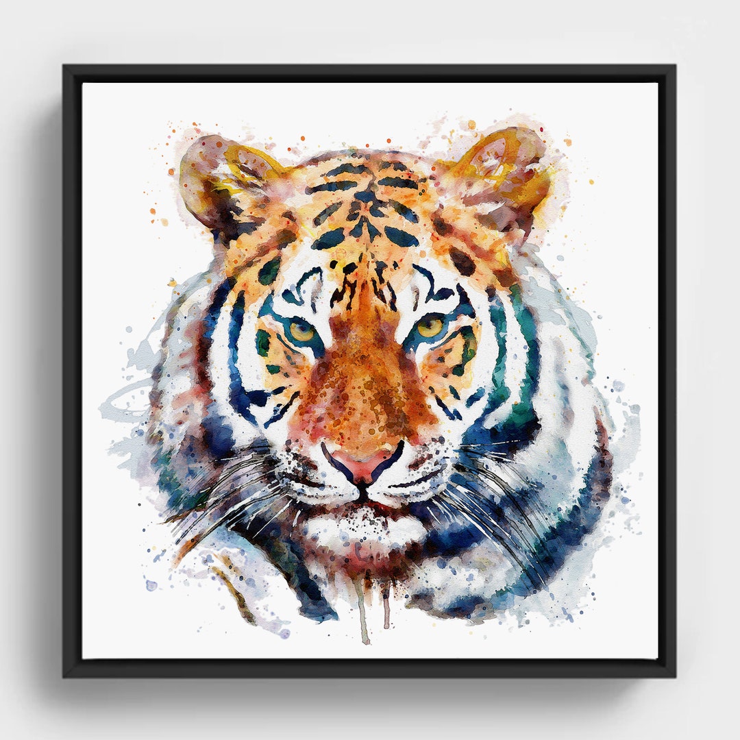 Watercolor Portrait of a Beautiful Tiger Head, Instant Download ...