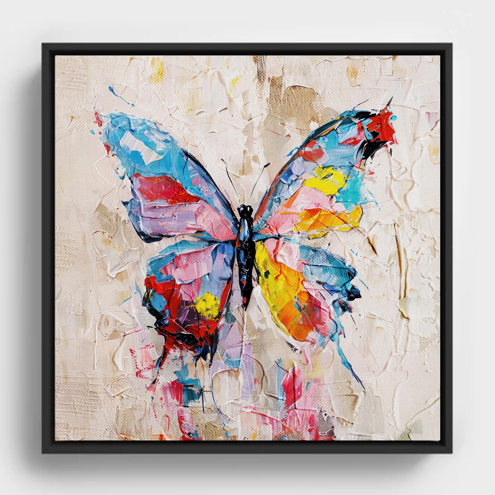 Colorful Abstract Butterfly Art, Impasto Style Painting, Printable ...