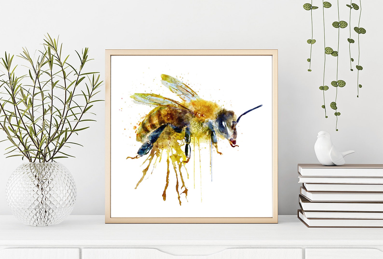 Honey Bee Watercolor Painting Printable Insect Wall Art - Etsy