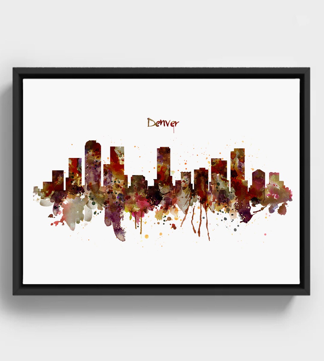 Denver Skyline Watercolor Art, Instant Download Cityscape Poster ...