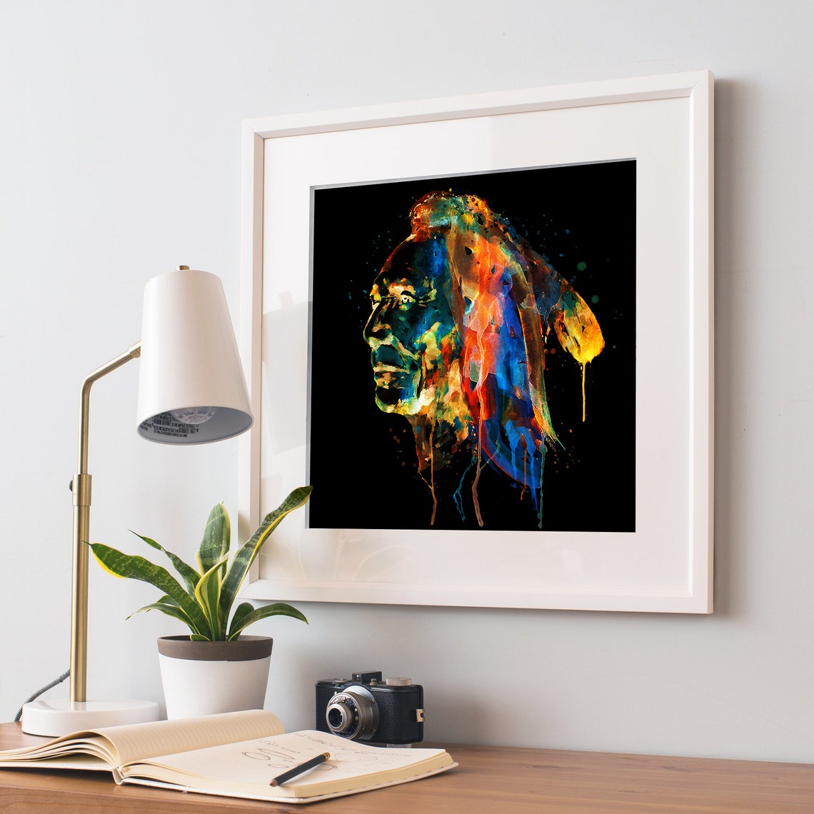 Sioux Warrior Reversed Colors Printable Watercolor Indian - Etsy UK