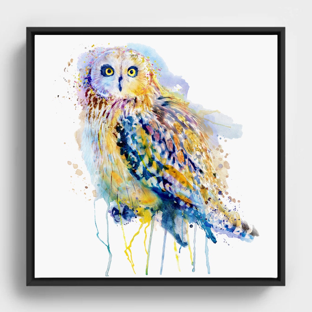 Printable Watercolor Painting of a Short Eared Owl, Instant Download ...