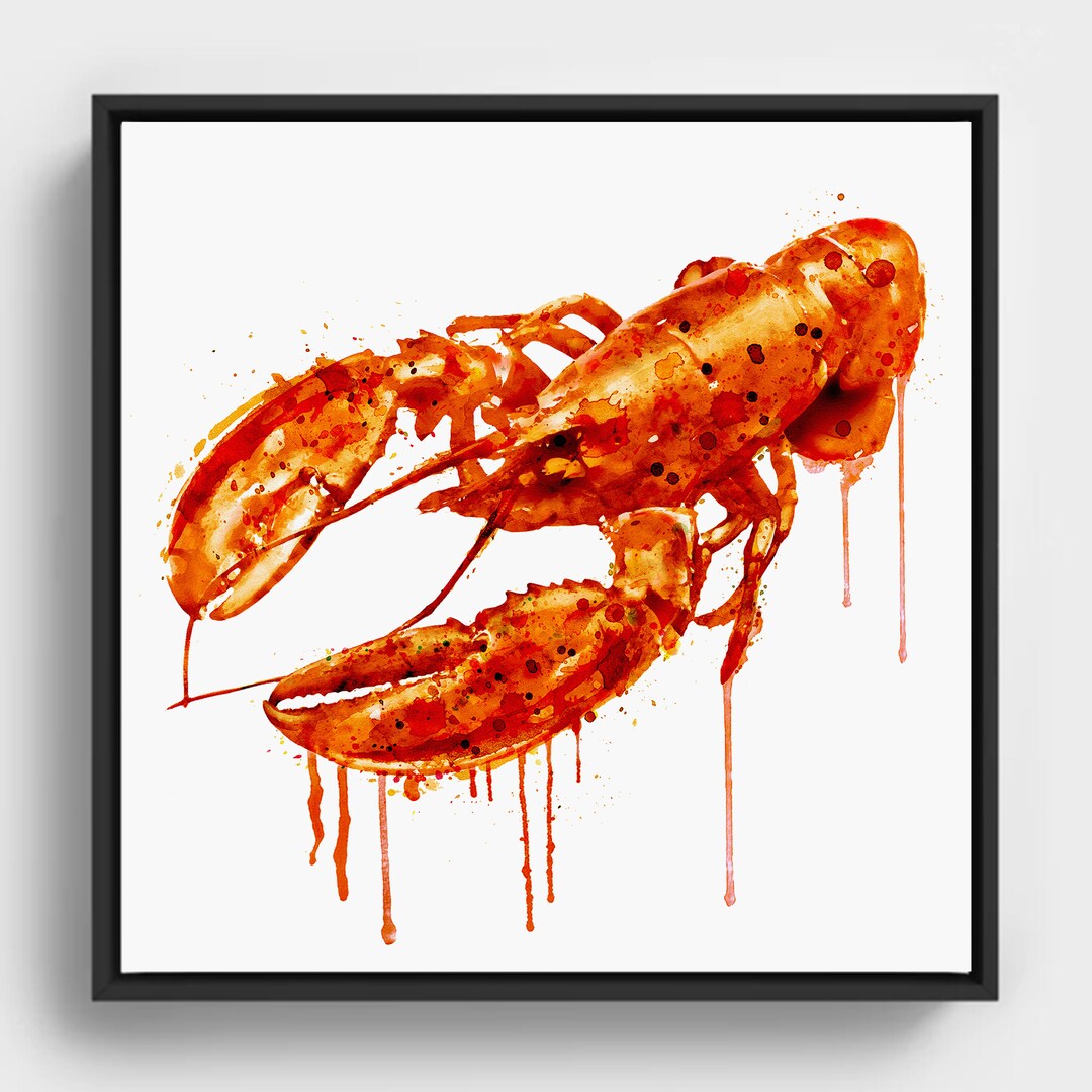 Crayfish Watercolor Painting Printable Crawfish Wall Art Invertebrate ...