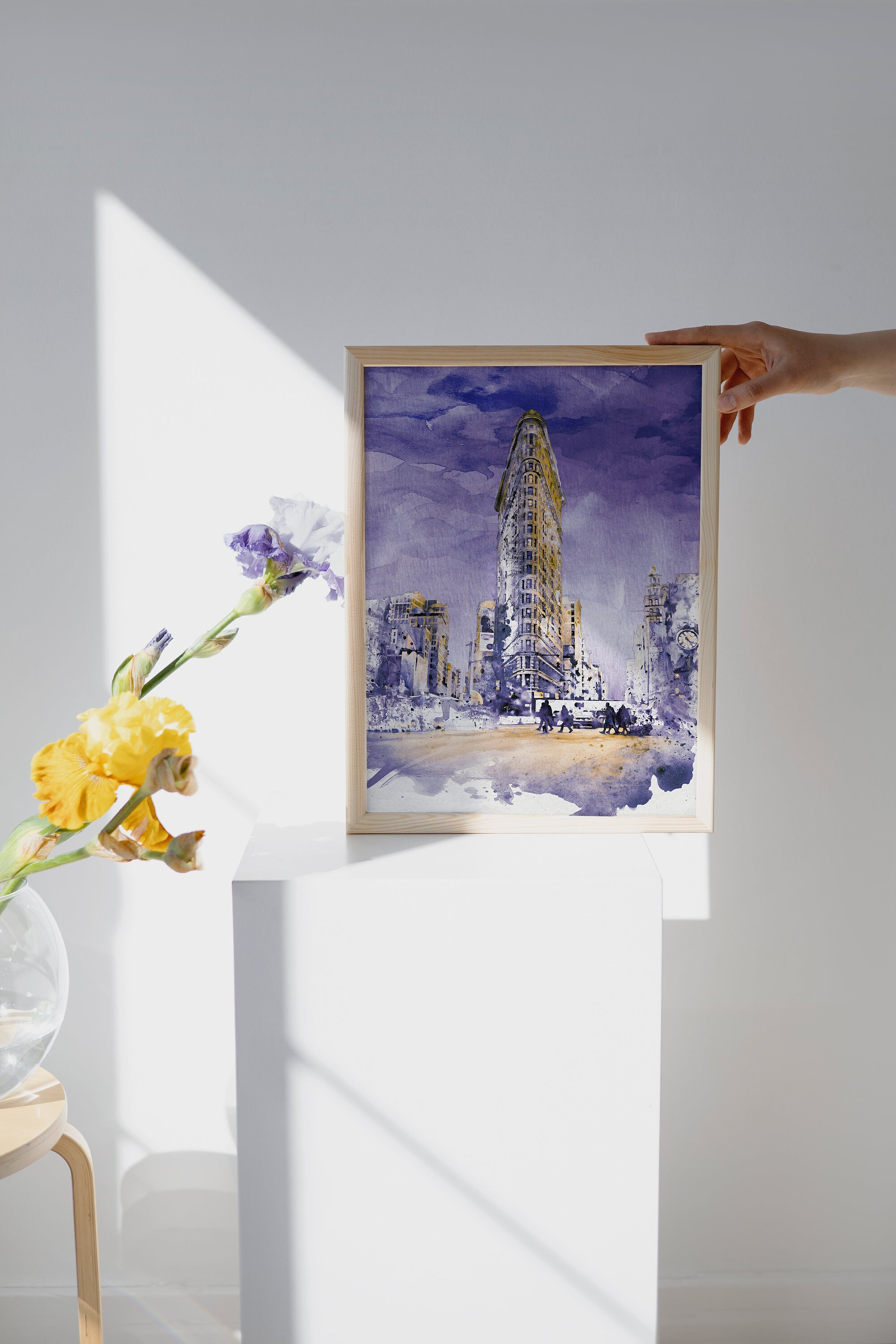 New York Flatiron Building Watercolor Cityscape Painting New York Decor ...