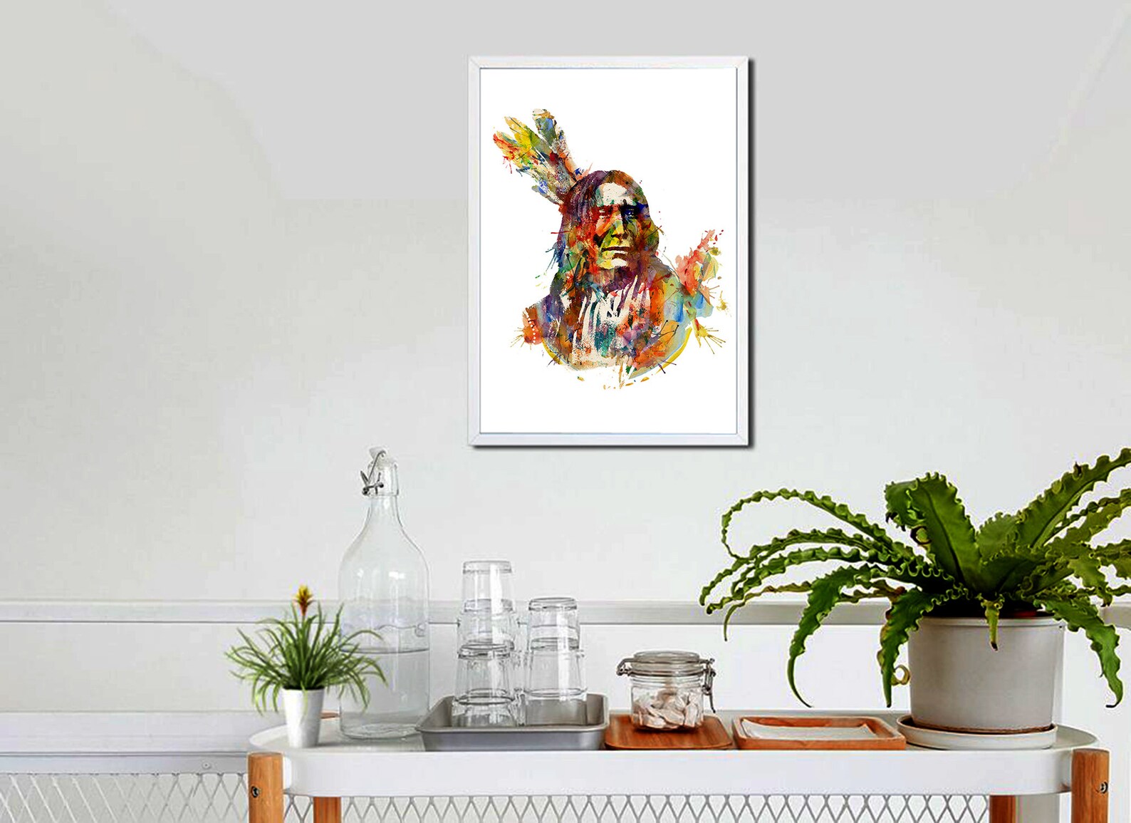 Colorful Watercolor Portrait of an Indian Chief Digital - Etsy