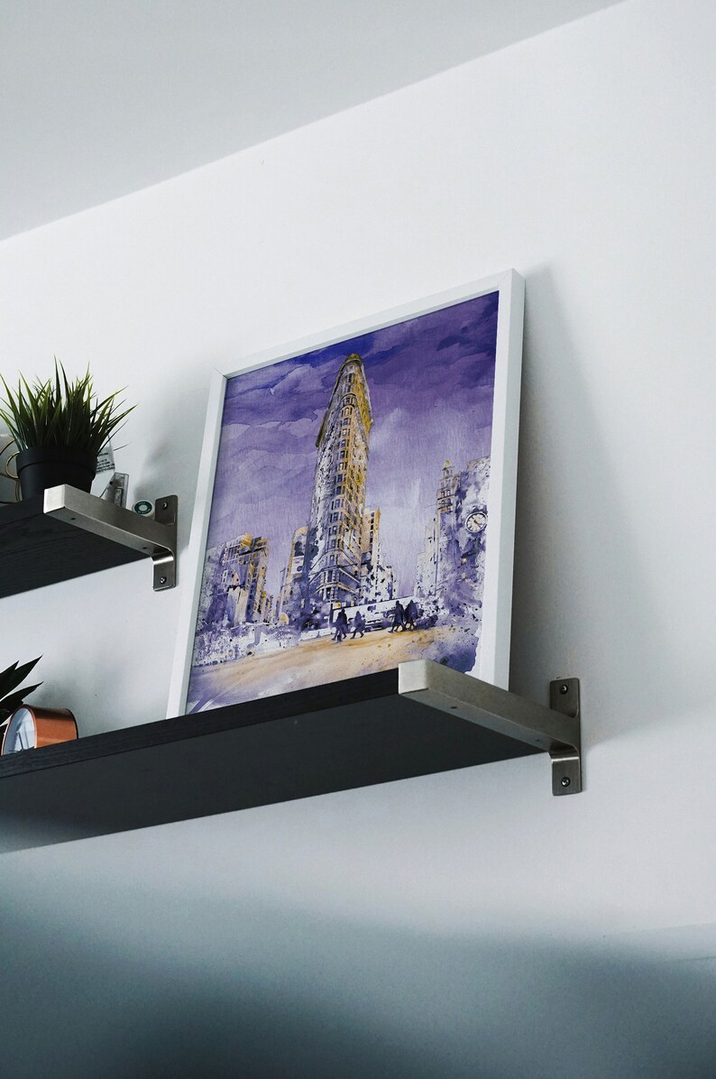 New York Flatiron Building Watercolor Cityscape Painting New York Decor ...