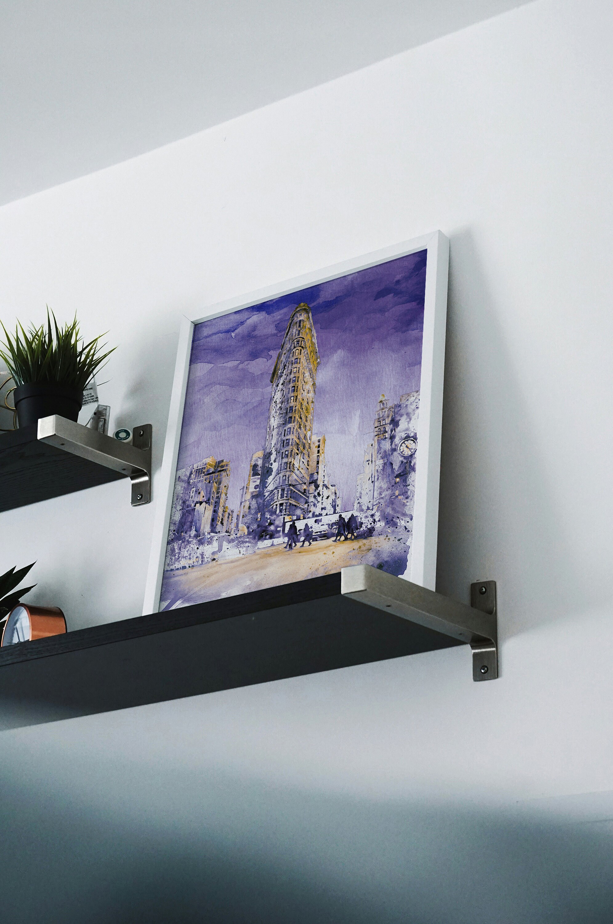 New York Flatiron Building Watercolor Cityscape Painting New York Decor ...