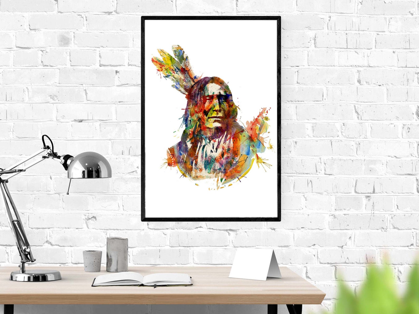 Colorful Watercolor Portrait of an Indian Chief Digital | Etsy