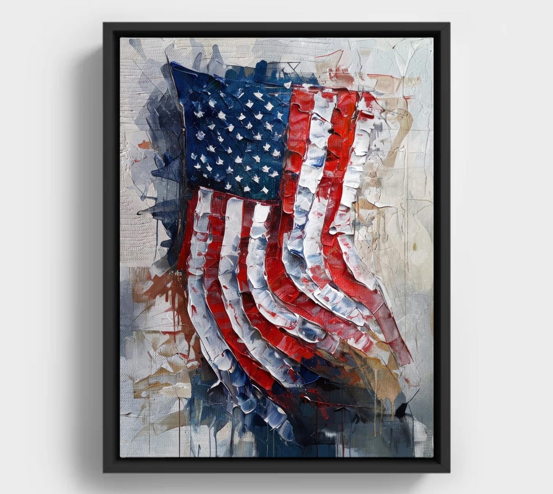 Textured American Flag Abstract Art, Bold Impasto Patriotic Printable ...