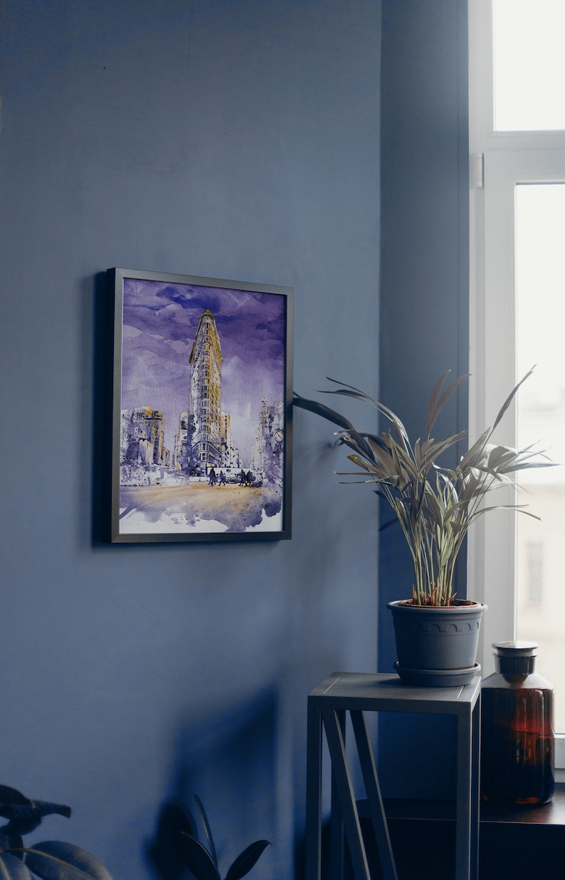 New York Flatiron Building Watercolor Cityscape Painting New York Decor ...