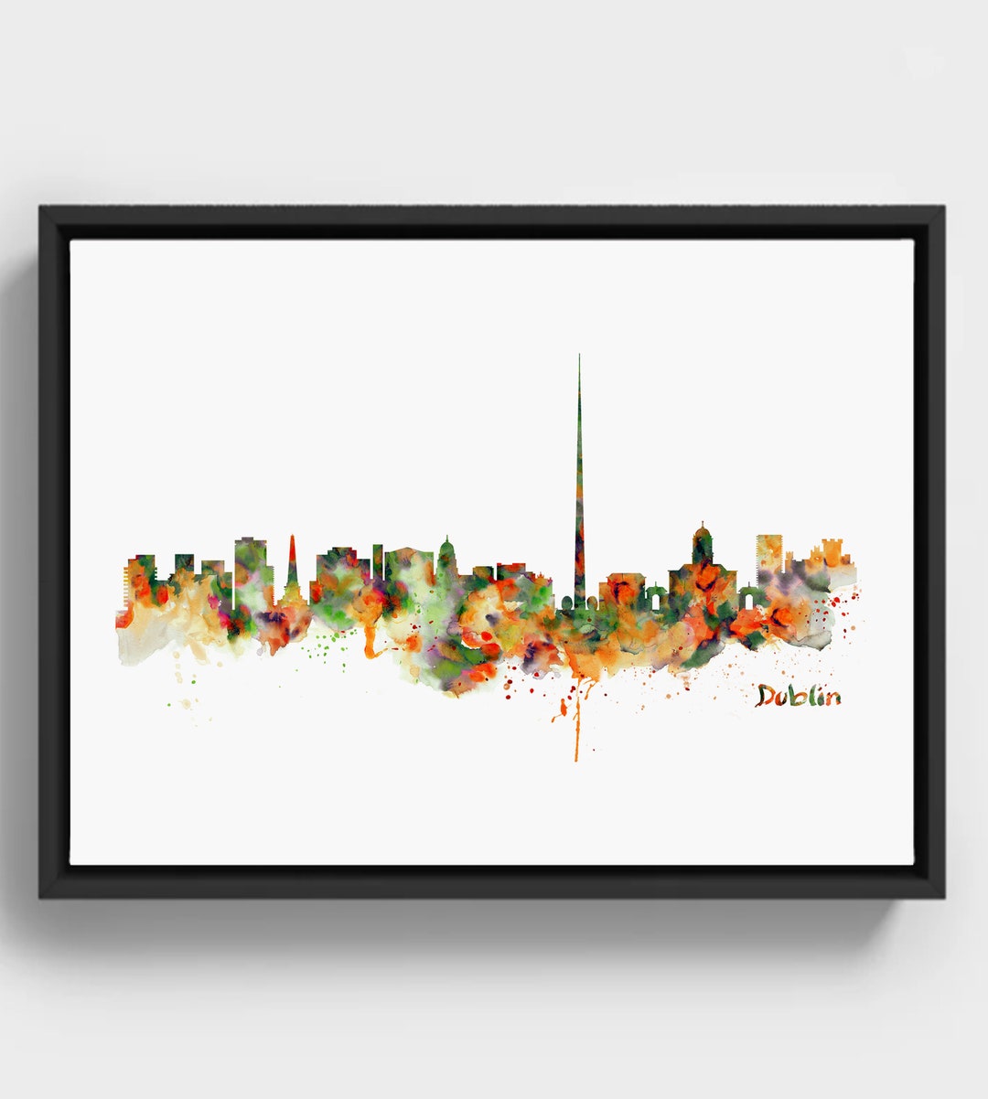 Dublin Watercolor Skyline, Ireland, Dublin Skyscape, Abstract City ...