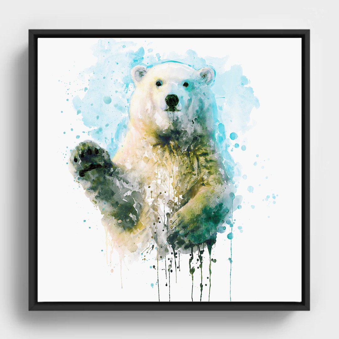 Printable Polar Bear Waving Goodbye Watercolor Painting Cute - Etsy