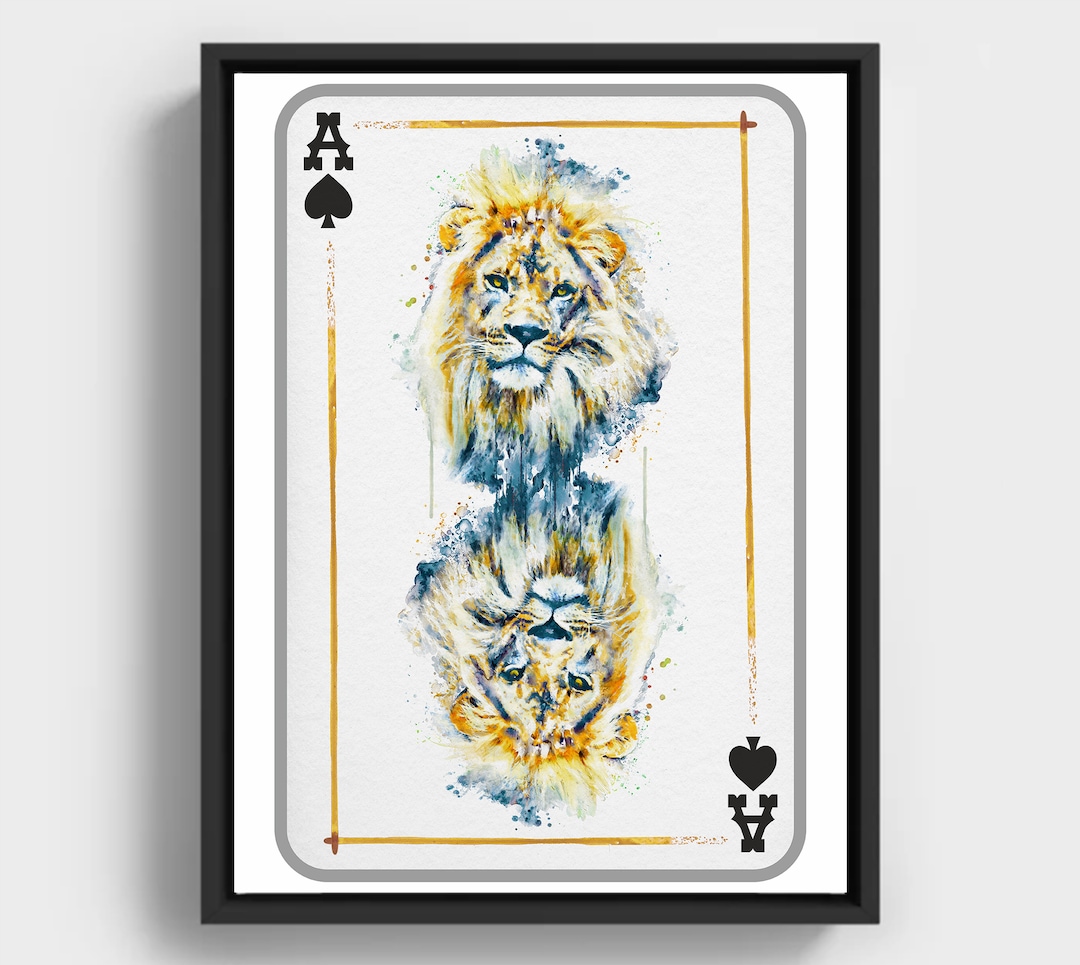 Printable Lion Head Ace of Spades Playing Card Inspired Wall Art Gift ...