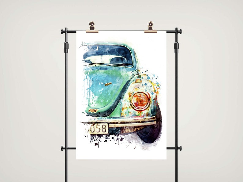 German Vintage Car Watercolor Painting Automobile Poster | Etsy