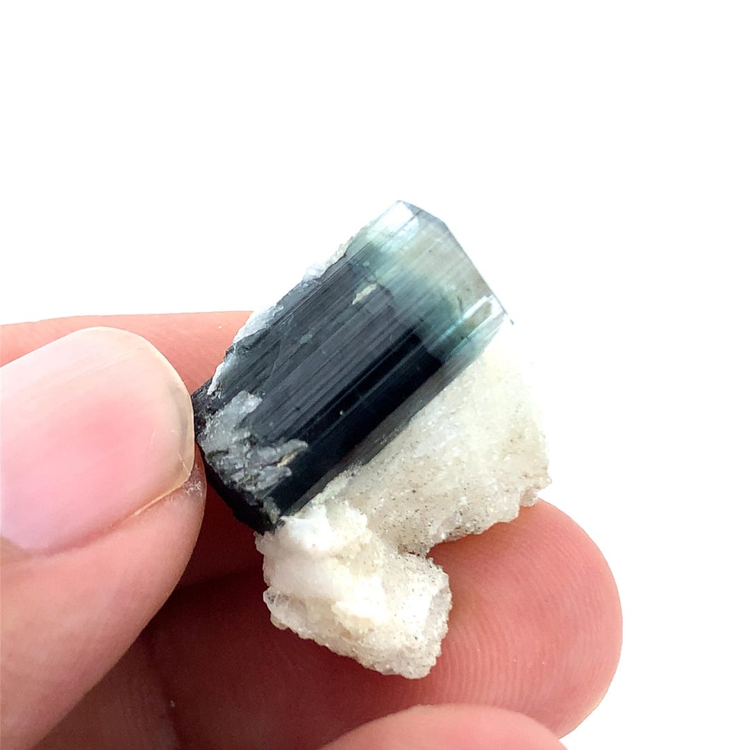 4.5 Grams Beautiful Blue Cap Black Tourmaline With Quartz Double ...