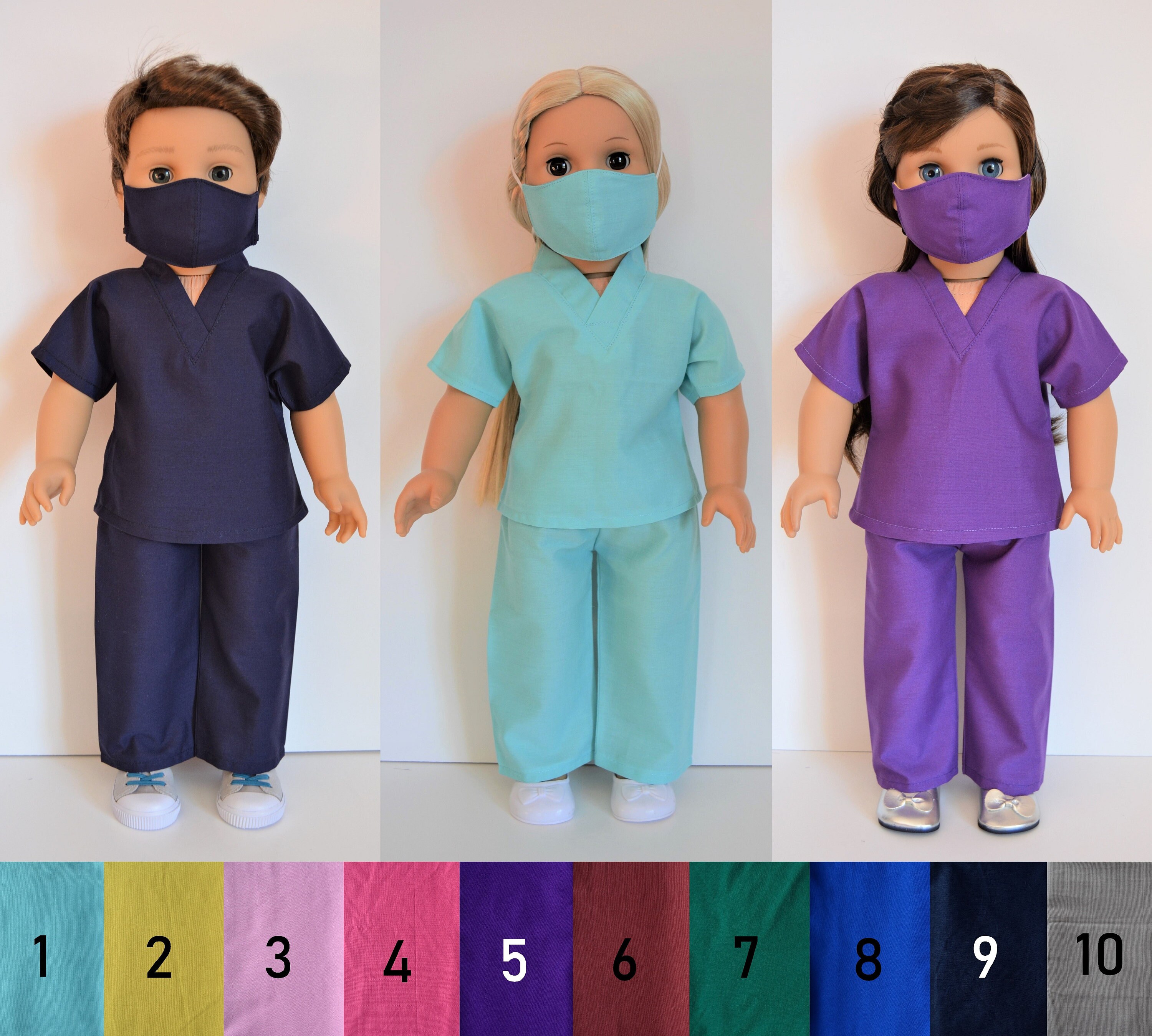 Handmade Doll Clothes Hospital Scrubs With Mask Nurse Doctor | Etsy