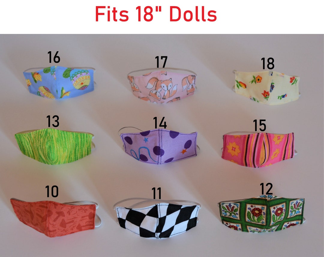 Handmade Doll Face Masks Cotton Fabric Fit 18 American Girl and Boy ...