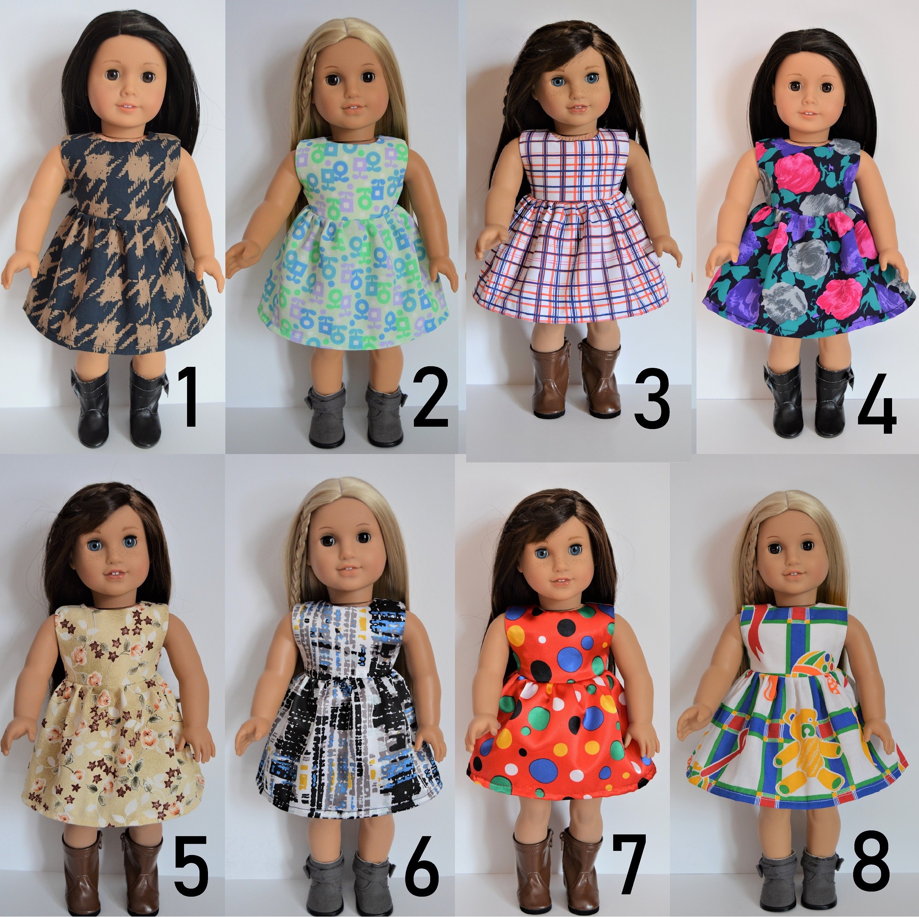 Handmade Doll Clothes Dress Assorted Colors fit 18 | Etsy